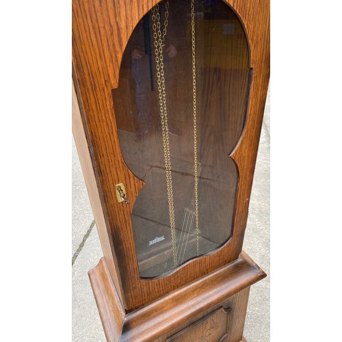 Vintage oak cased mood dial grandfather clock