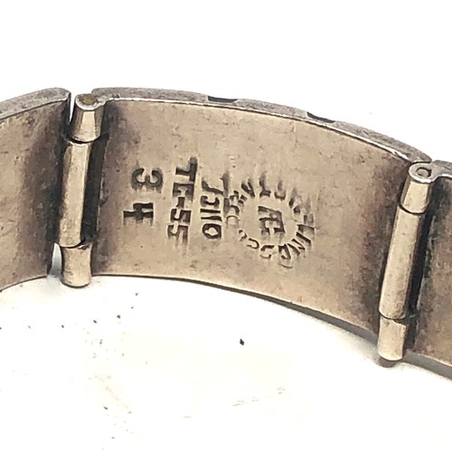 .925 Mexico Silver Gemstone Inlaid Panel Bracelet (48g)