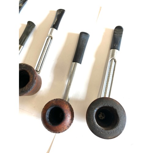 Six vintage aluminium smoking pipes by falcon, alco and Ronson