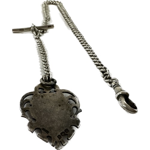 Antique sterling silver pocket watch chain and fob, approximate weight 41g