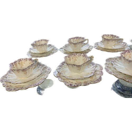 Early Shelley / Wileman Foley porcelain tea set including 8 trios, milk ...