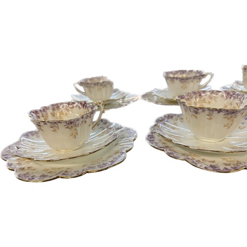 Early Shelley / Wileman Foley porcelain tea set including 8 trios, milk ...