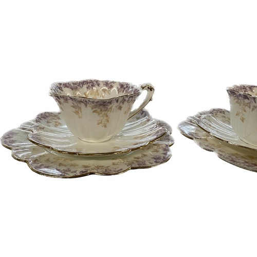 Early Shelley / Wileman Foley porcelain tea set including 8 trios, milk ...