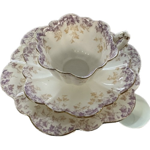 Early Shelley / Wileman Foley porcelain tea set including 8 trios, milk ...