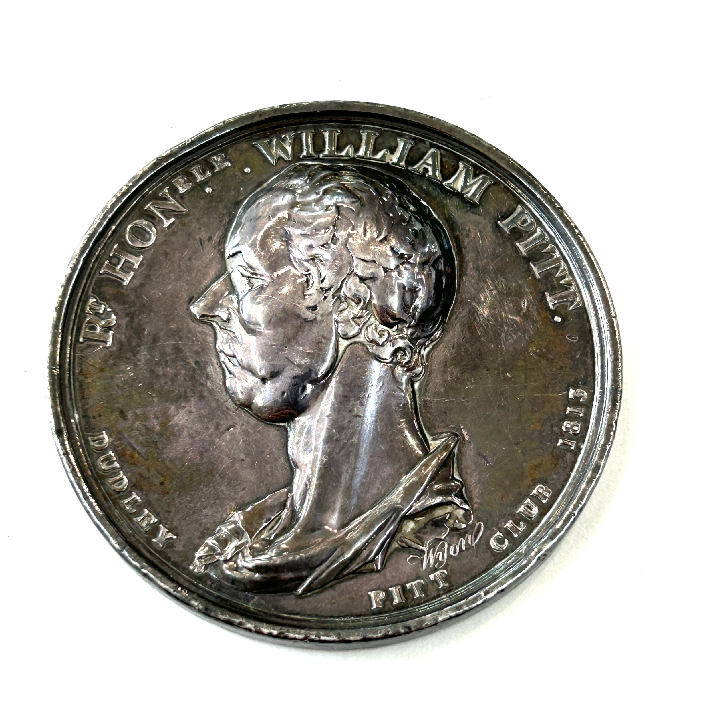 19th Century William Pitt silver medal Dudley Pitt club 1813 medallion ...
