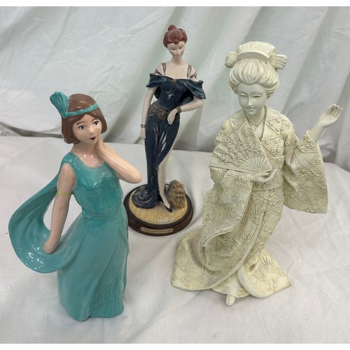 3 lady figures includes past times, height approximately 14 inches