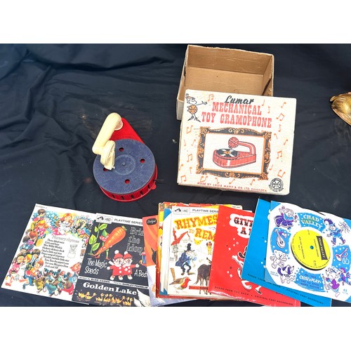 Vintage retro 60's Lumar mechanical toy gramophone in original box