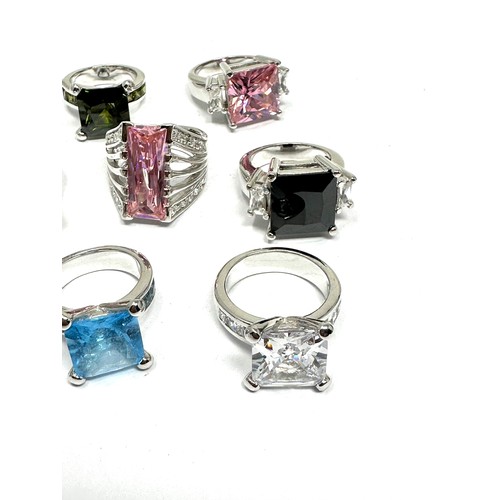 A collection of silver cocktail rings (98g)
