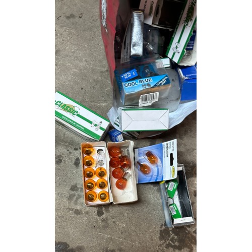 large selection of car bulbs, racking, indicators etc