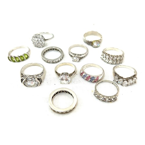 Selection of 12 hallmarked silver rings