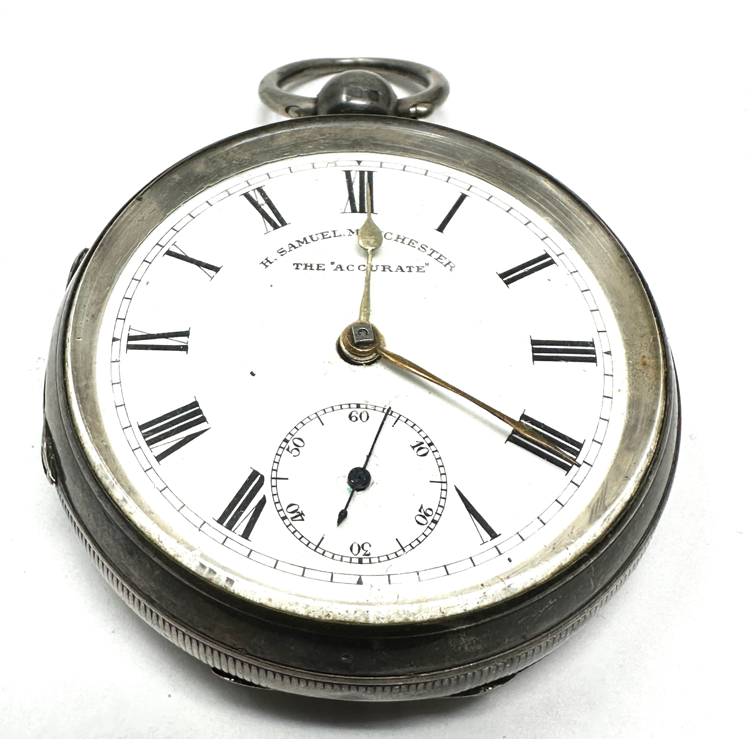 Antique open face silver h. samuel manchester pocket watch the watch is ...