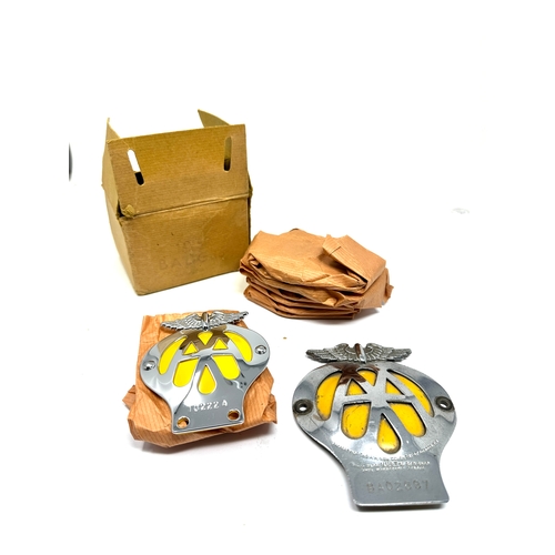 Boxed 7 Vintage old new stock AA Car badges etc in original box wrapped