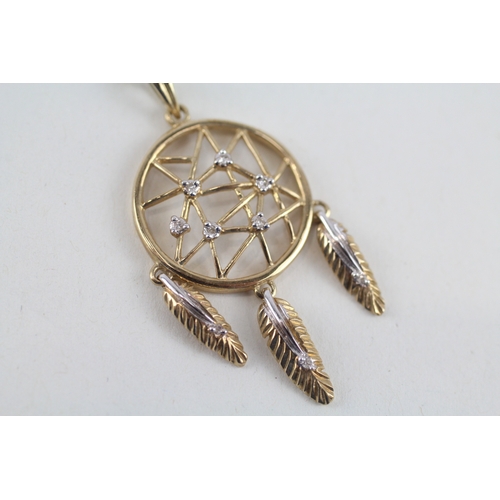 9ct gold diamond dream-catcher pendant necklace (3g)