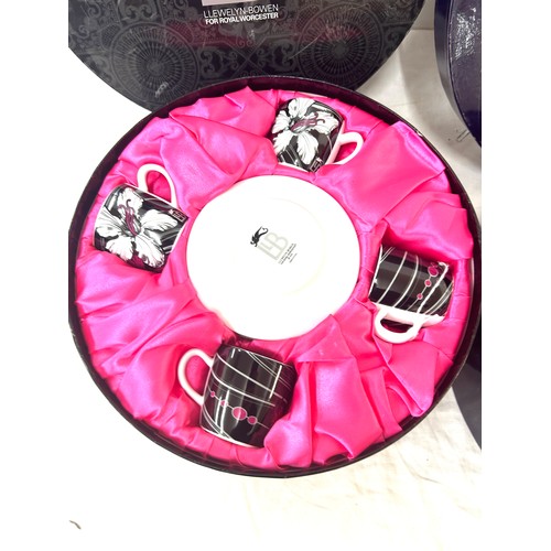 Boxed Llewelyn Bowen cup and saucer set and a boxed Royal Worcester tea set