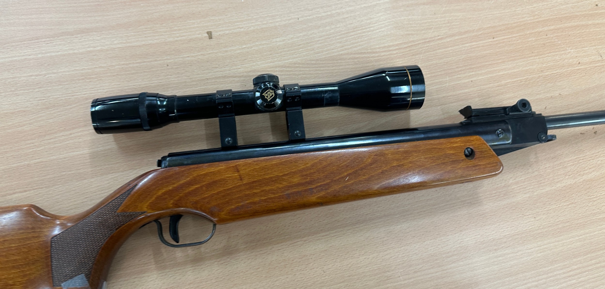 German Feinwerkbau air rifle with spotting scope