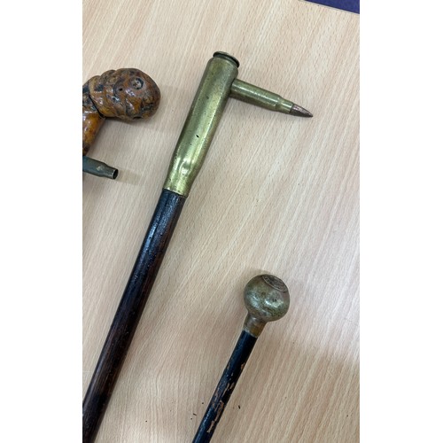 Selection of trench/ RAF/ military walking sticks