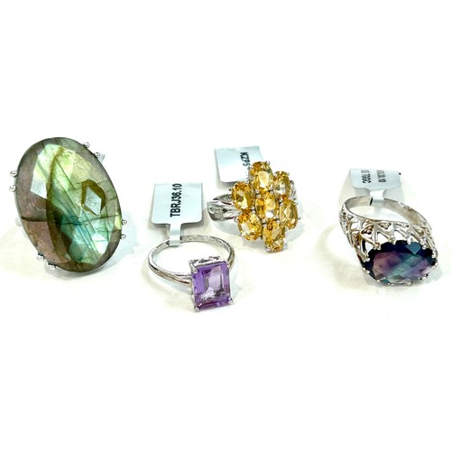 Selection of 4 ladies Gempori stone set silver rings, all with COA ...
