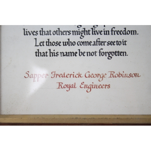 WW1 Death Plaque & Framed Scroll Named Fredrick George Robinson Royal ...