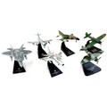Selection of six military diecast models and stands