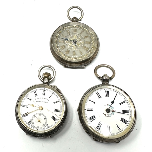3 antique silver fob watches