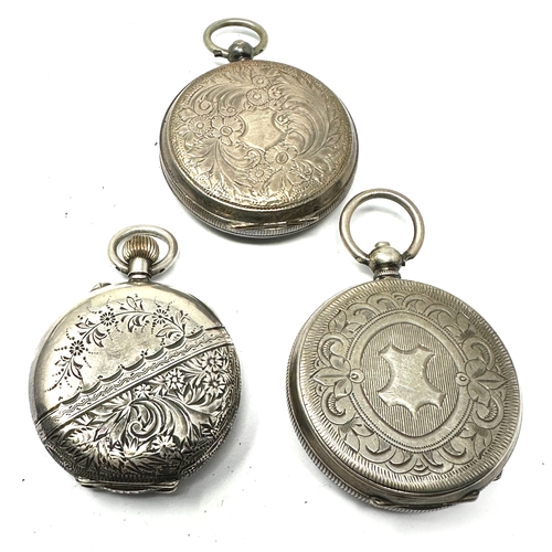 3 antique silver fob watches
