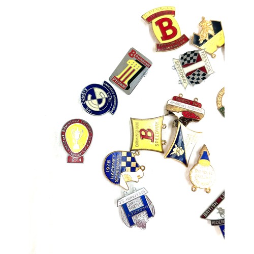 Large collection of enamel speedway badges