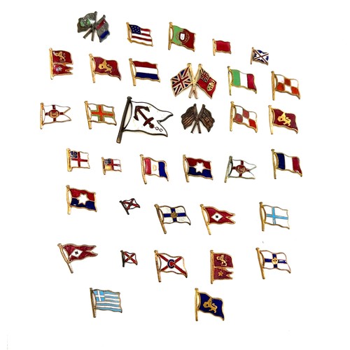 Over 30 Vintage enamelled shipping line and country flags
