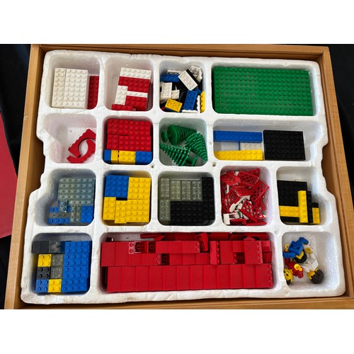 Vintage wooden lego box and contents