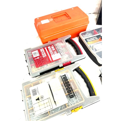 Six boxes of fixings, mainly new