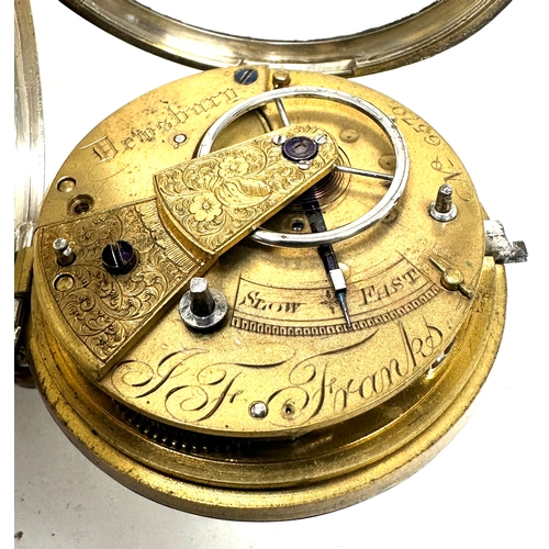 Antique silver fusee pocket watch J.F.Franks the watch missing fusee ...