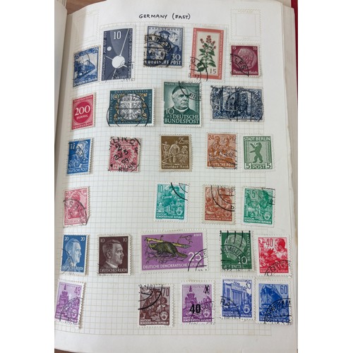 Selection of vintage stamp albums with various stamps, various ...
