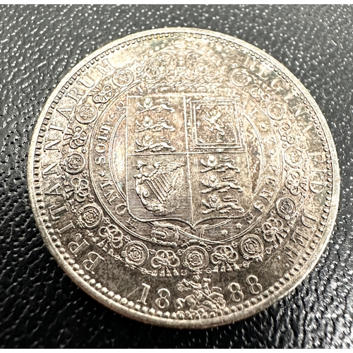 Victorian 1888 half crown high grade coin toned
