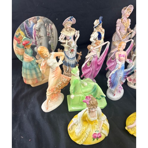 Selection of vintage lady figurines to include art deco piece etc