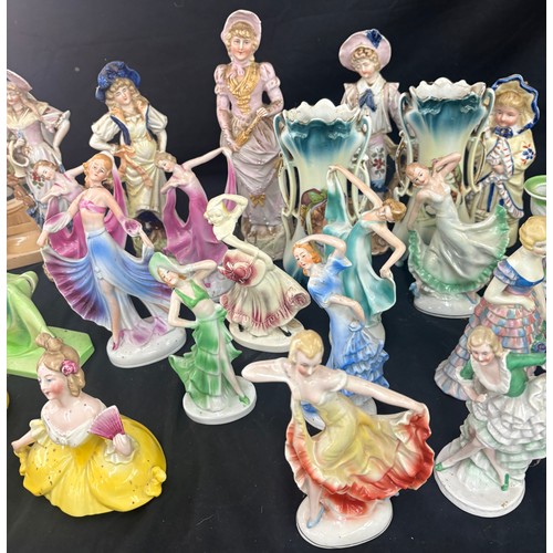 Selection of vintage lady figurines to include art deco piece etc