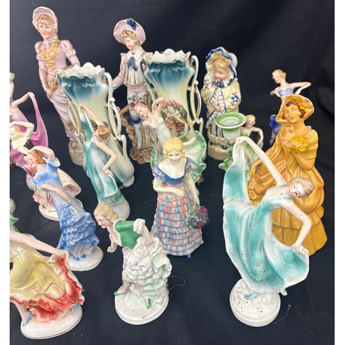 Selection of vintage lady figurines to include art deco piece etc
