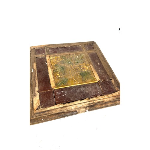 Mounted vintage tile measures approximately 13 inches square