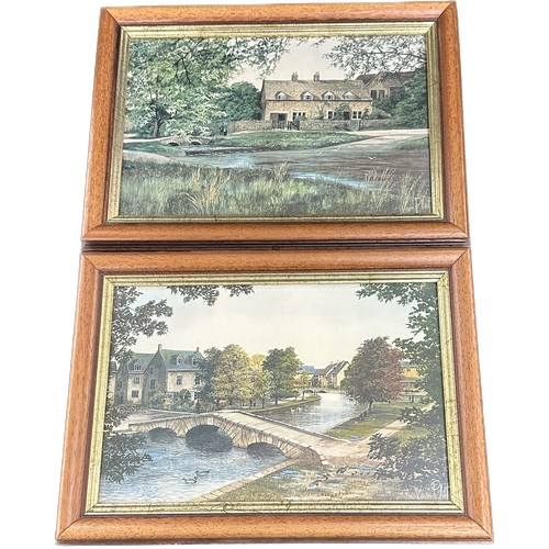 Two framed signed Kevin Platt prints 'Upper slaughter' and ' Bourton on ...