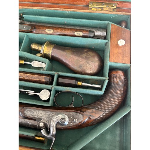 A fine cased antique pair of Joseph Lang Percussion Dueling pistols ...