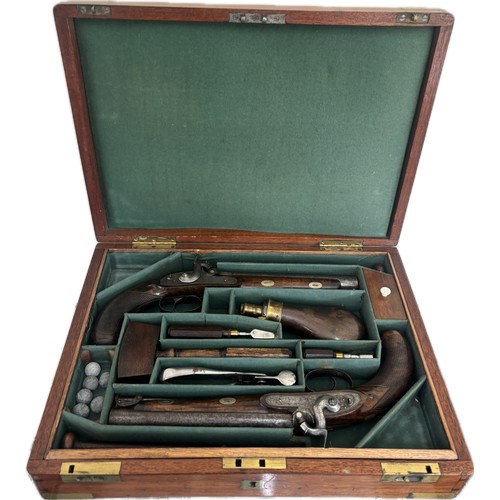 A fine cased antique pair of Joseph Lang Percussion Dueling pistols ...