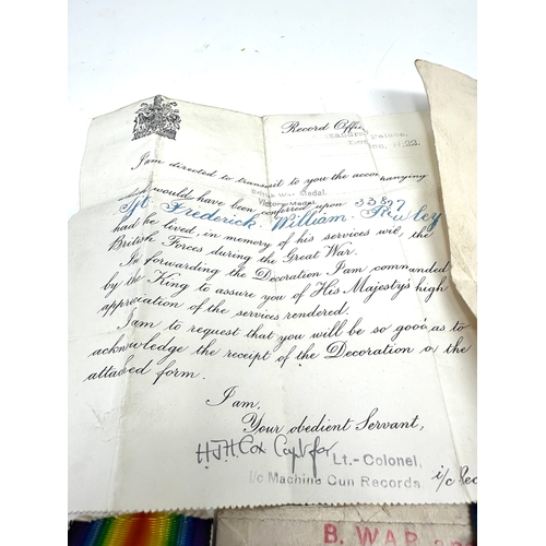 ww1 medal pair with papers K.I.A Serjeant F W ROWLEY Service Number ...