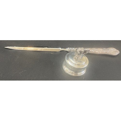 Sterling silver dog paperweight, hallmarks Birmingham 2001 and a silver ...