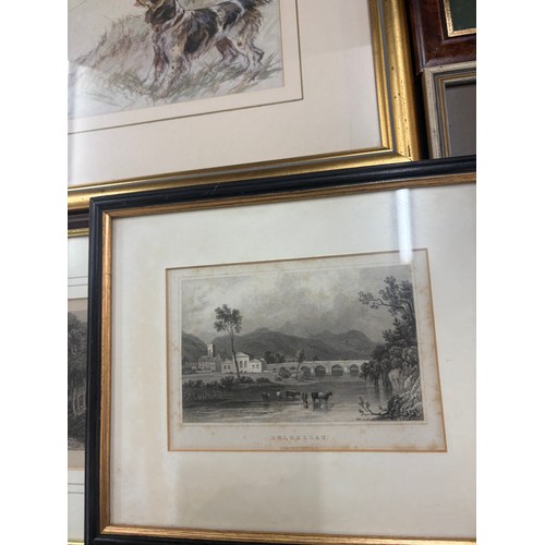 Selection of 7 framed prints, various scenes and sizes, largest frame ...