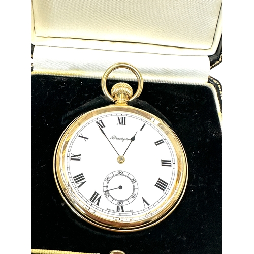 Boxed gold plated bravingtons pocket watch the watch is ticking