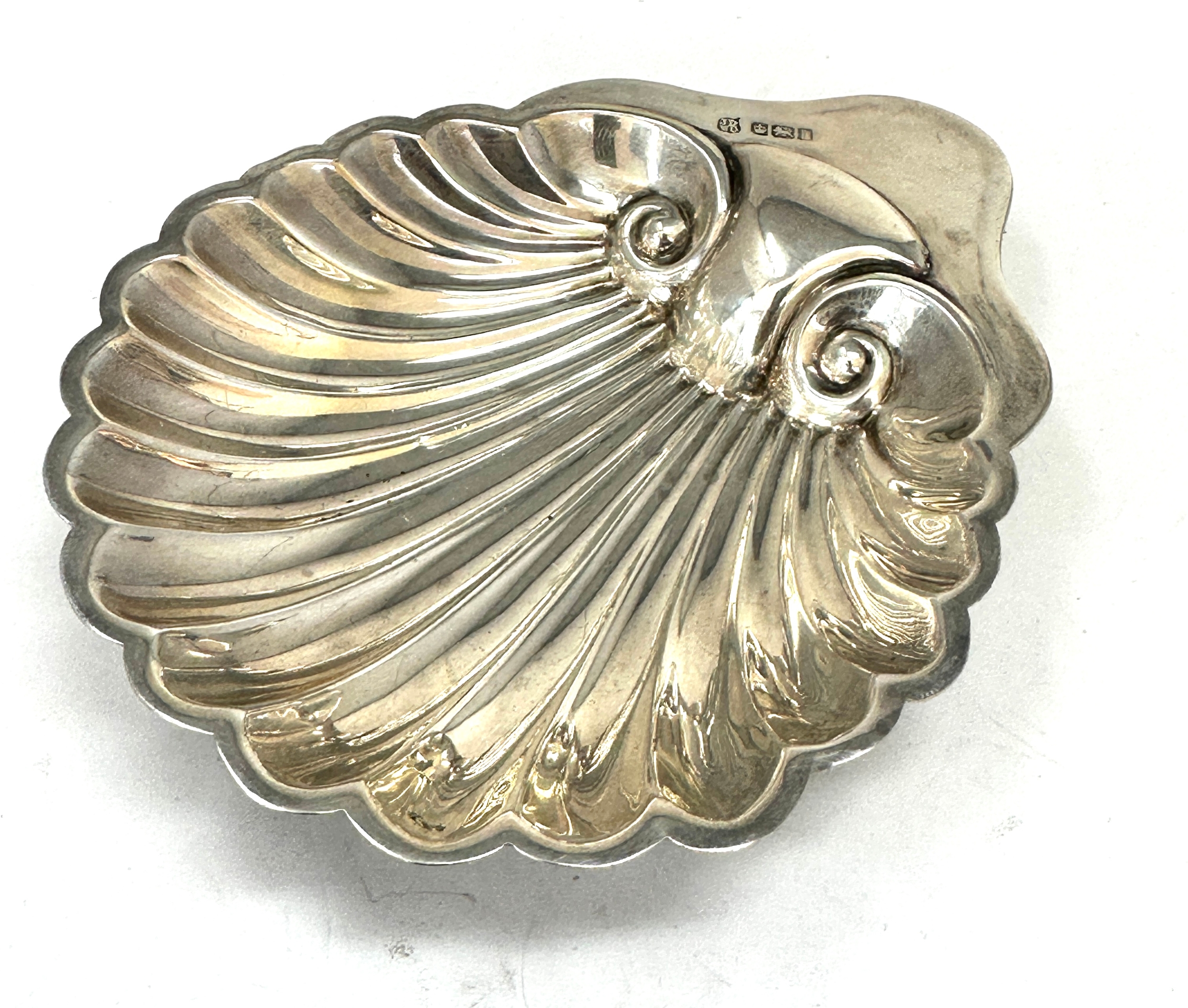 Vintage silver clam shell shaped butter dish Sheffield silver hallmarks ...