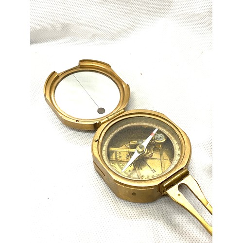 Antique brass natural sine Stanley brass compass in original wooden box