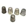 5 vintage silver thimbles weight 20g