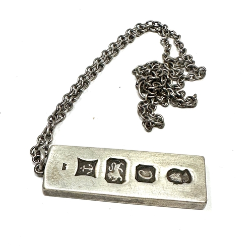 Vintage silver ingot pendant necklace weight 37g