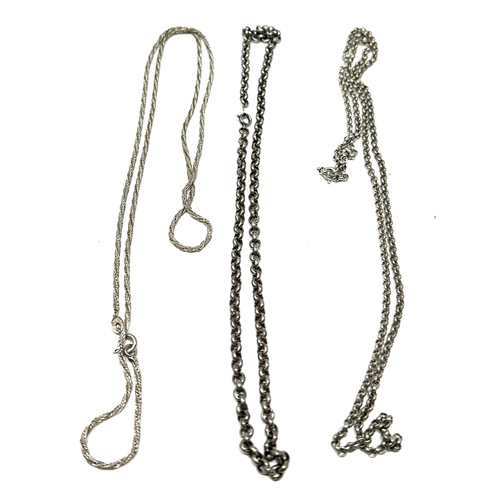 3 vintage silver necklace chains weight 32g