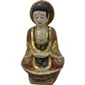 Japanese Satsuma pottery figure of the Buddha, markings to base ...