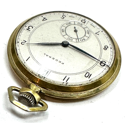 Antique Federal art deco gold plated slimline open face pocket watch ...